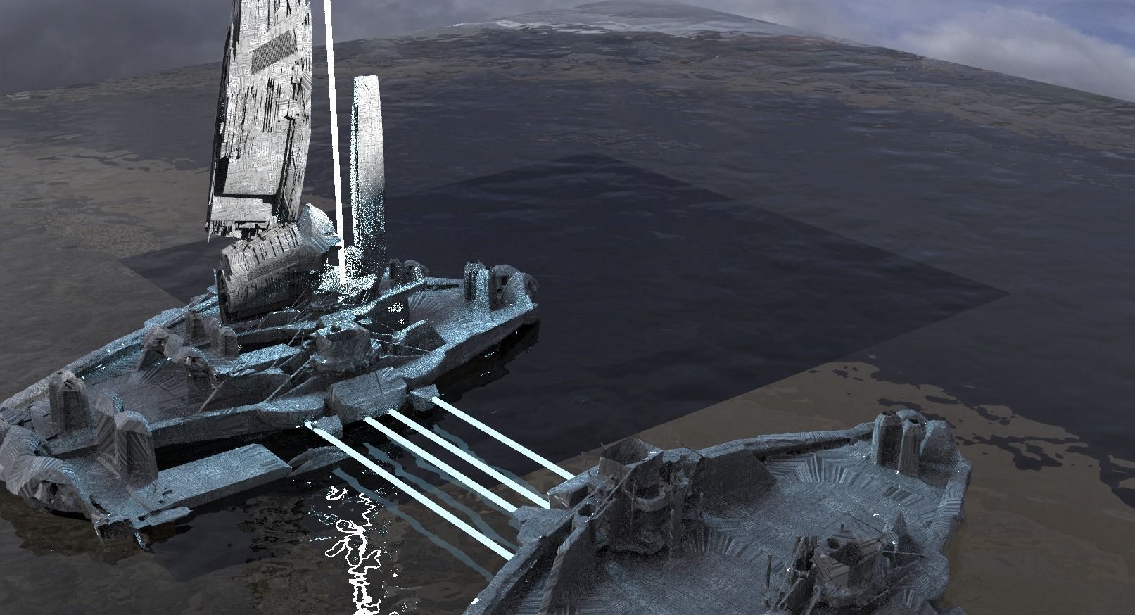 Halo Forerunner Inspired Gateway With Bridge Hologram 2 3d Model Cgtrader