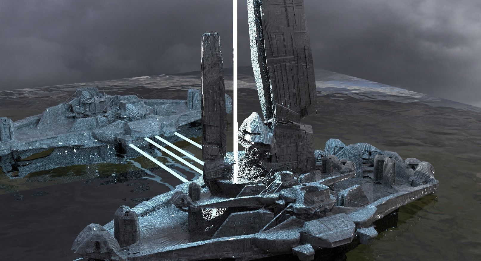 Halo Forerunner Inspired Gateway with bridge hologram 3 3D 3D model ...