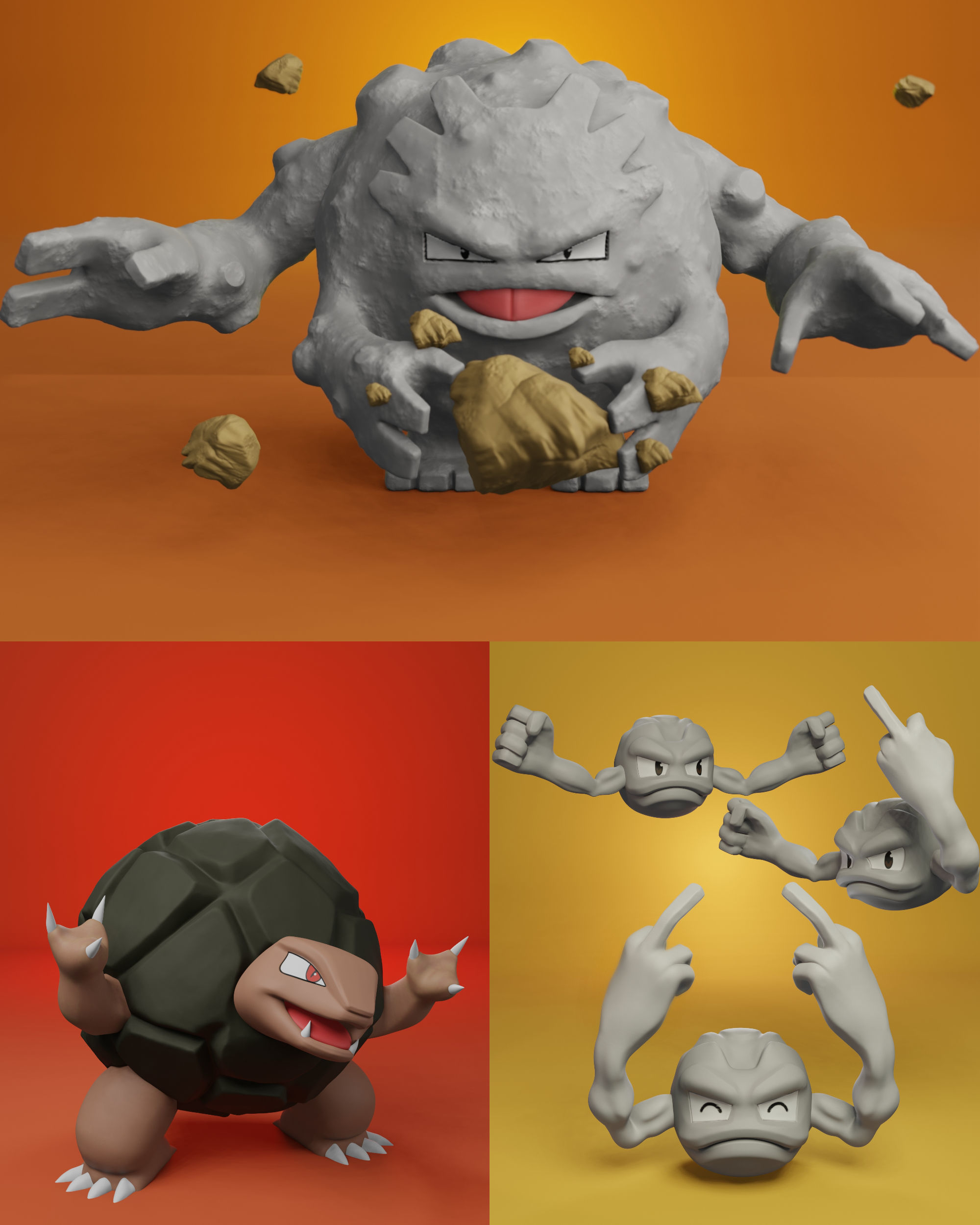 pokemon geodude evolution pack 3D model 3D printable | CGTrader