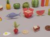 3D model Low Poly Food Collection with Fruits Vegetables Meat and ...