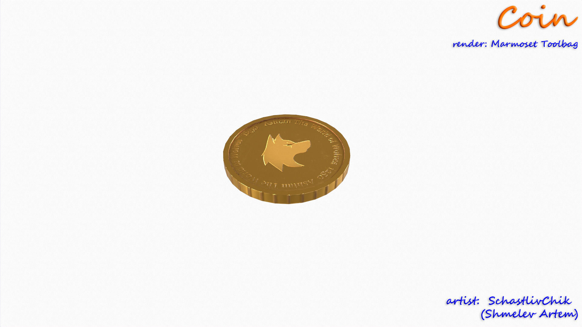 coin low poly gold with wolf free VR / AR / low-poly 3D model | CGTrader