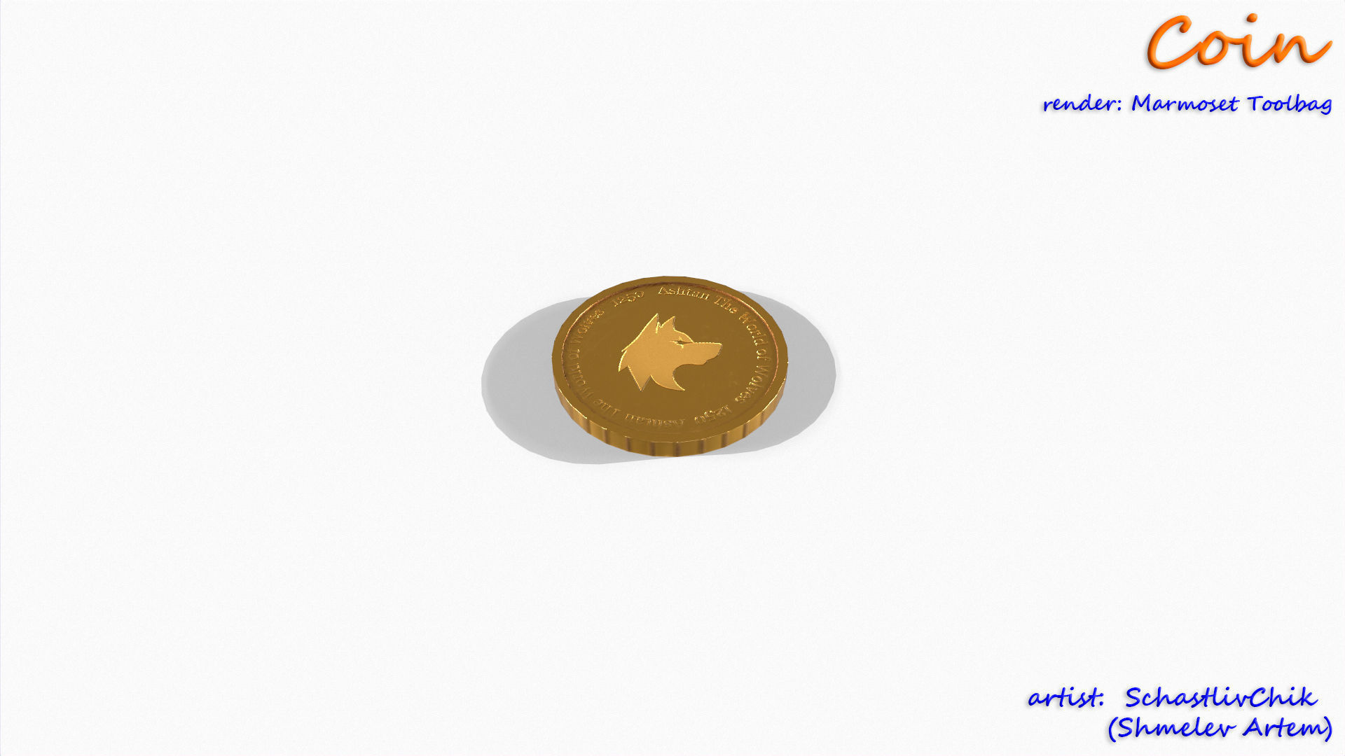 coin low poly gold with wolf free VR / AR / low-poly 3D model | CGTrader