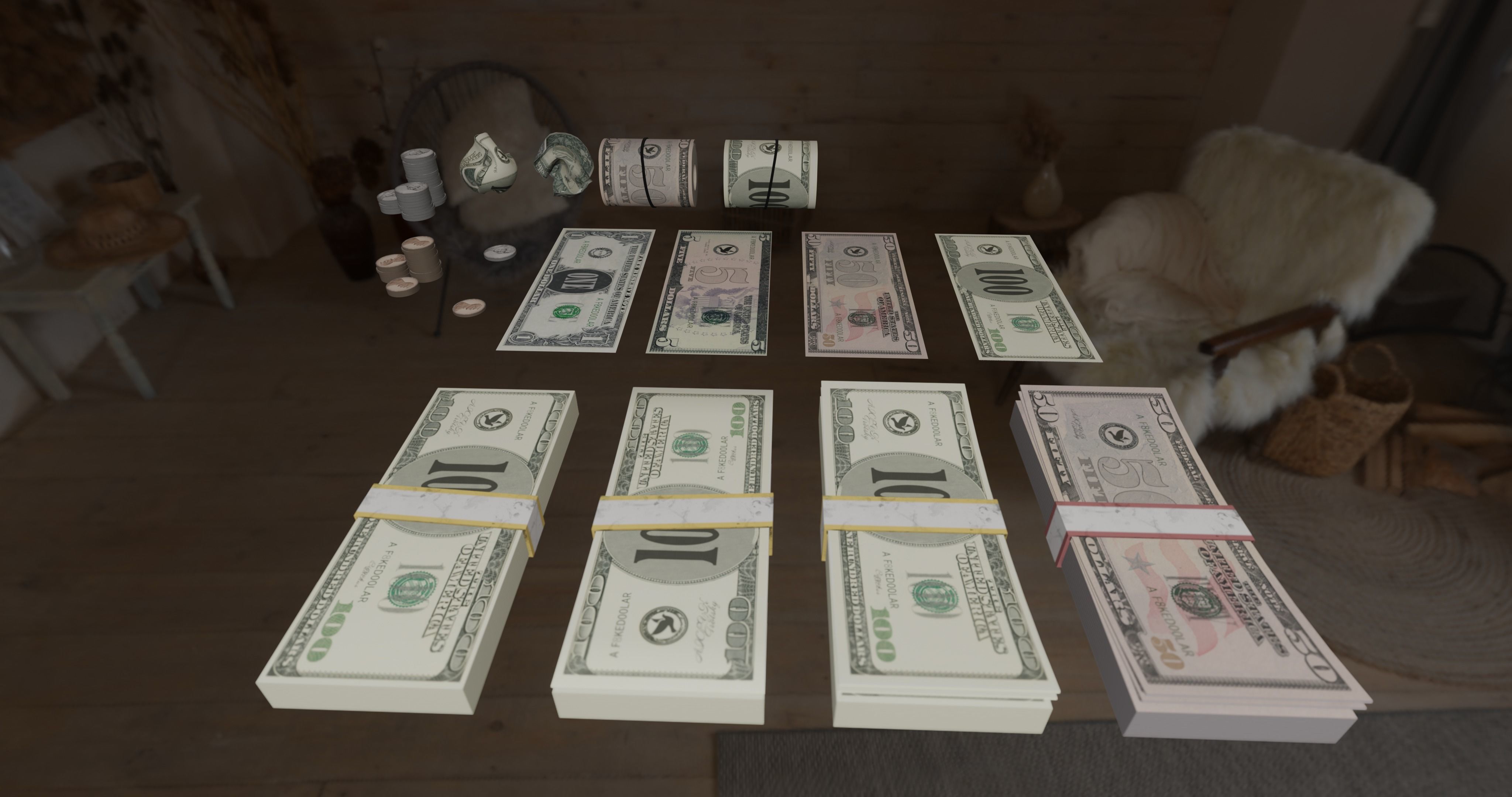 3D model dollar usd money pack VR / AR / low-poly | CGTrader