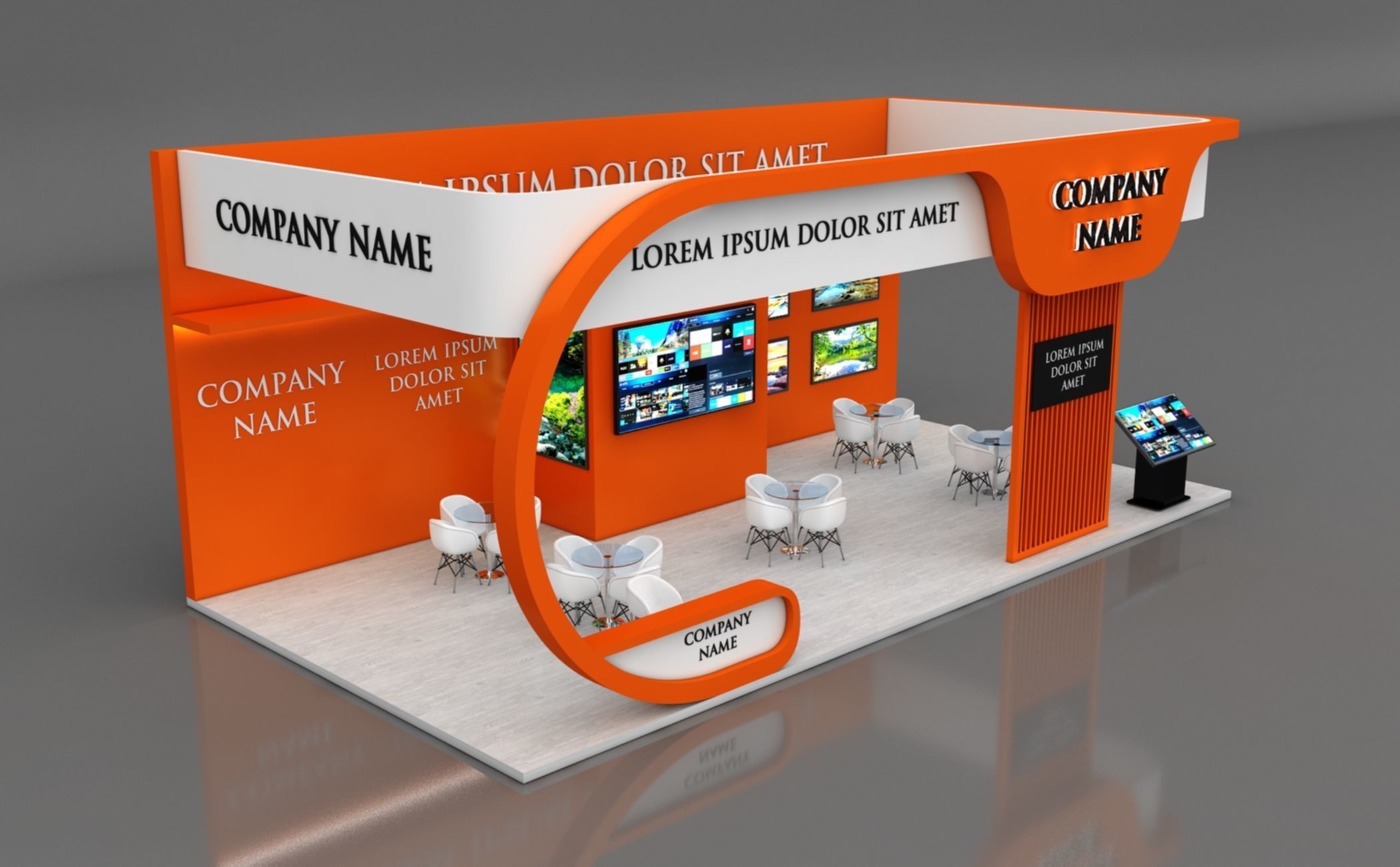 Booth Exhibition Stand Stall 6x12m Height 500 cm 3 Side Open 3D model ...