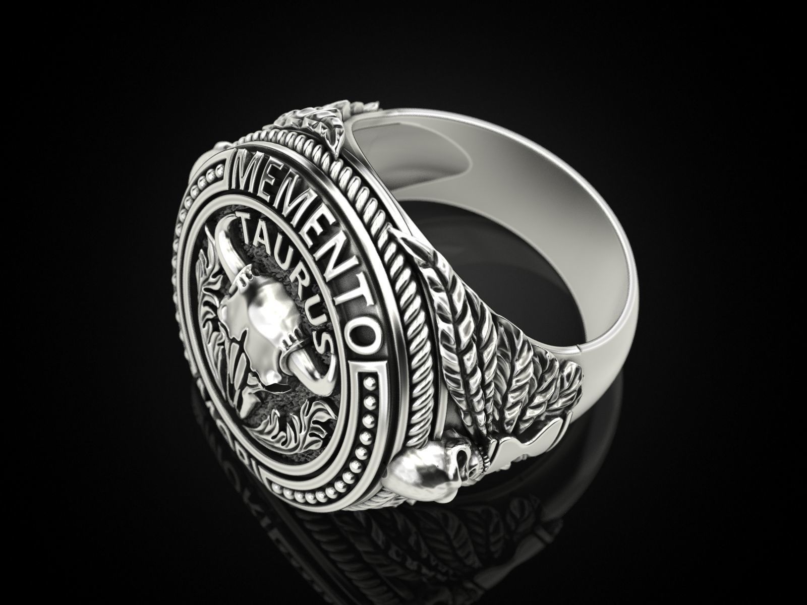 Zodiac skull ring Taurus 3D model 3D printable | CGTrader