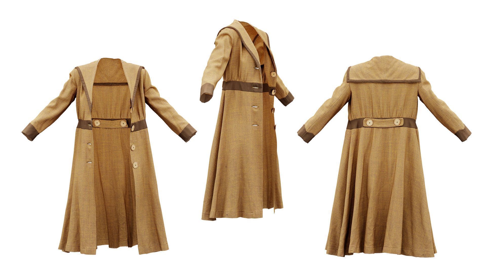 3D model Straw Coat Open VR / AR / low-poly | CGTrader