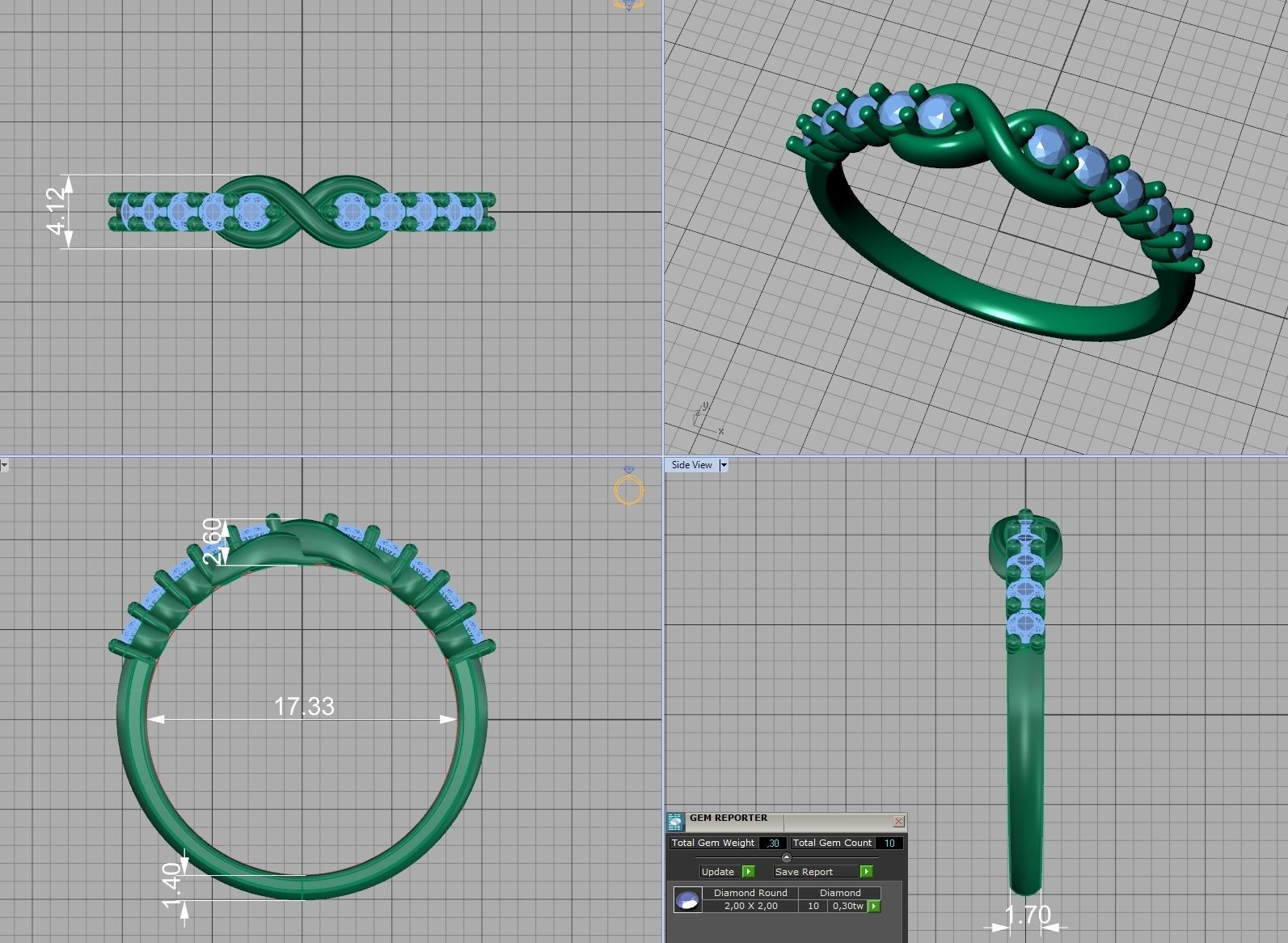 Infinity Diamond Ring 2mm stones Eternity Band 3D model 3D printable ...