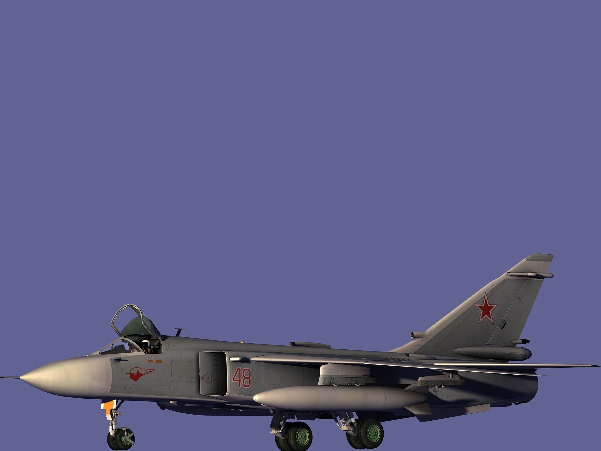 3D model Sukhoi Su-24 Russian tactical strike bomber VR / AR / low-poly ...