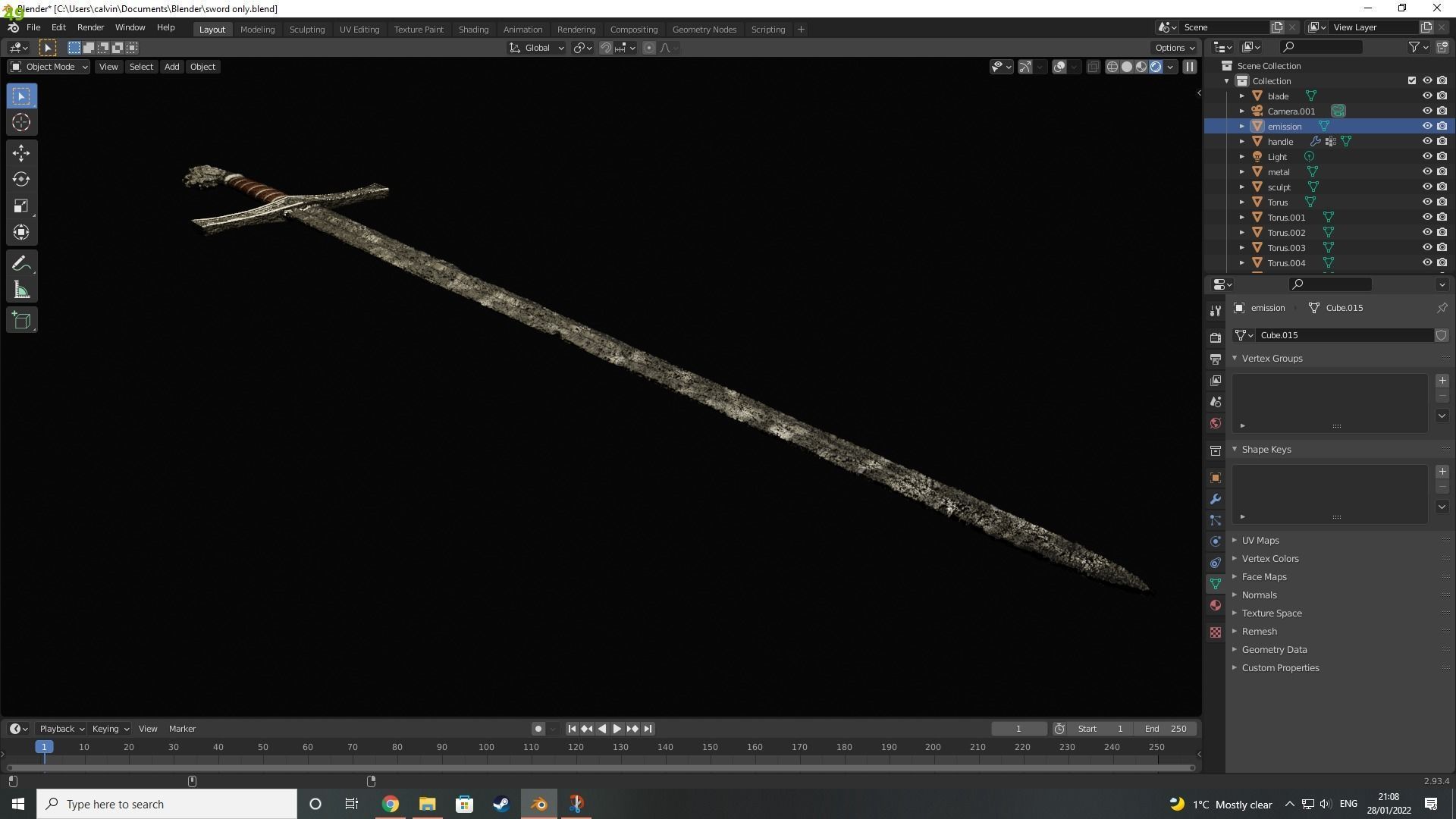 Medieval longsword 3D model | CGTrader