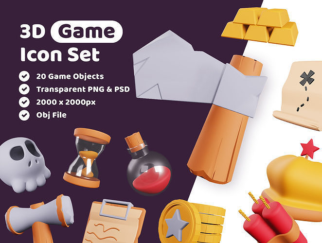 3D model Game Icon Pack 3D Model VR / AR / low-poly | CGTrader