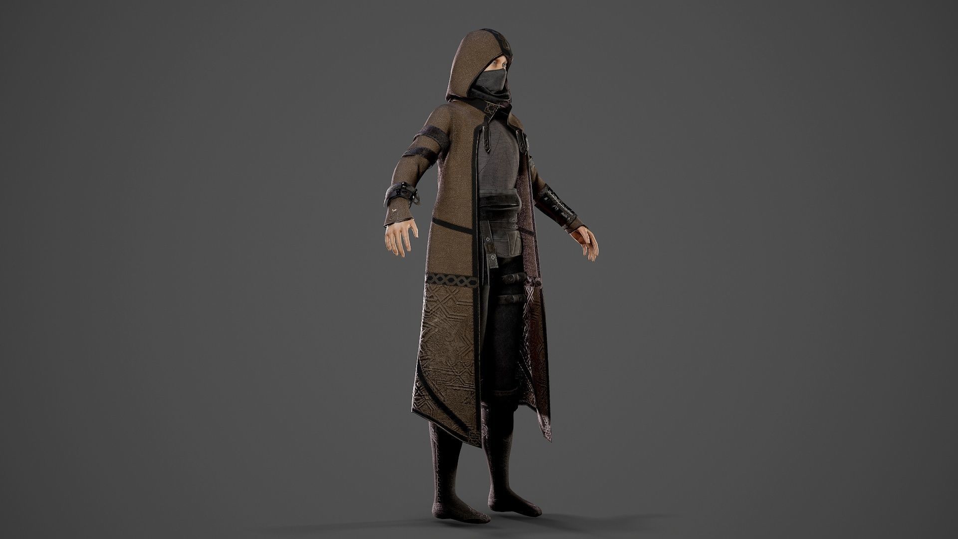 3D model Assassin - Game Ready character wearing cloak VR / AR / low ...