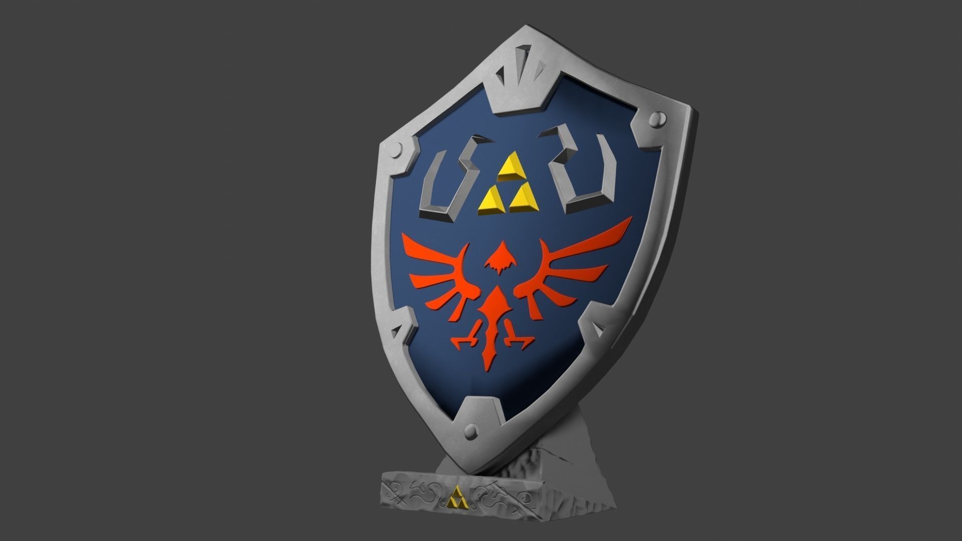 Hylian shield for printing with base 3D model 3D printable | CGTrader
