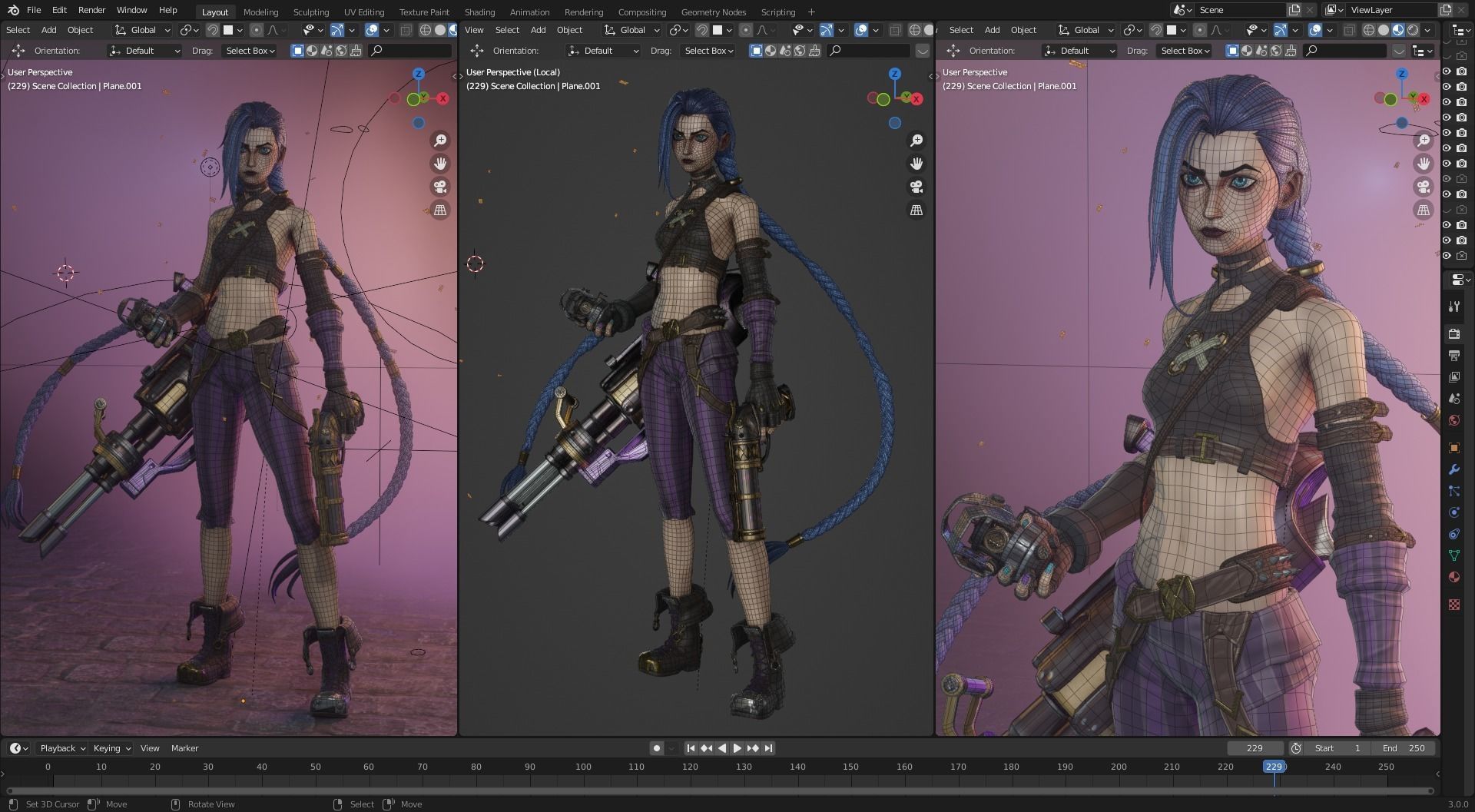 JinX modeling - Blender Full process video and 3D model 3D model rigged | CGTrader