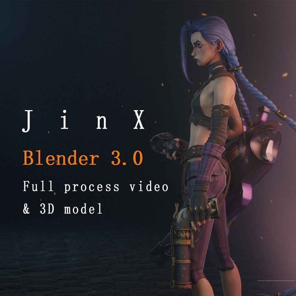 JinX modeling - Blender Full process video and 3D model 3D model rigged ...