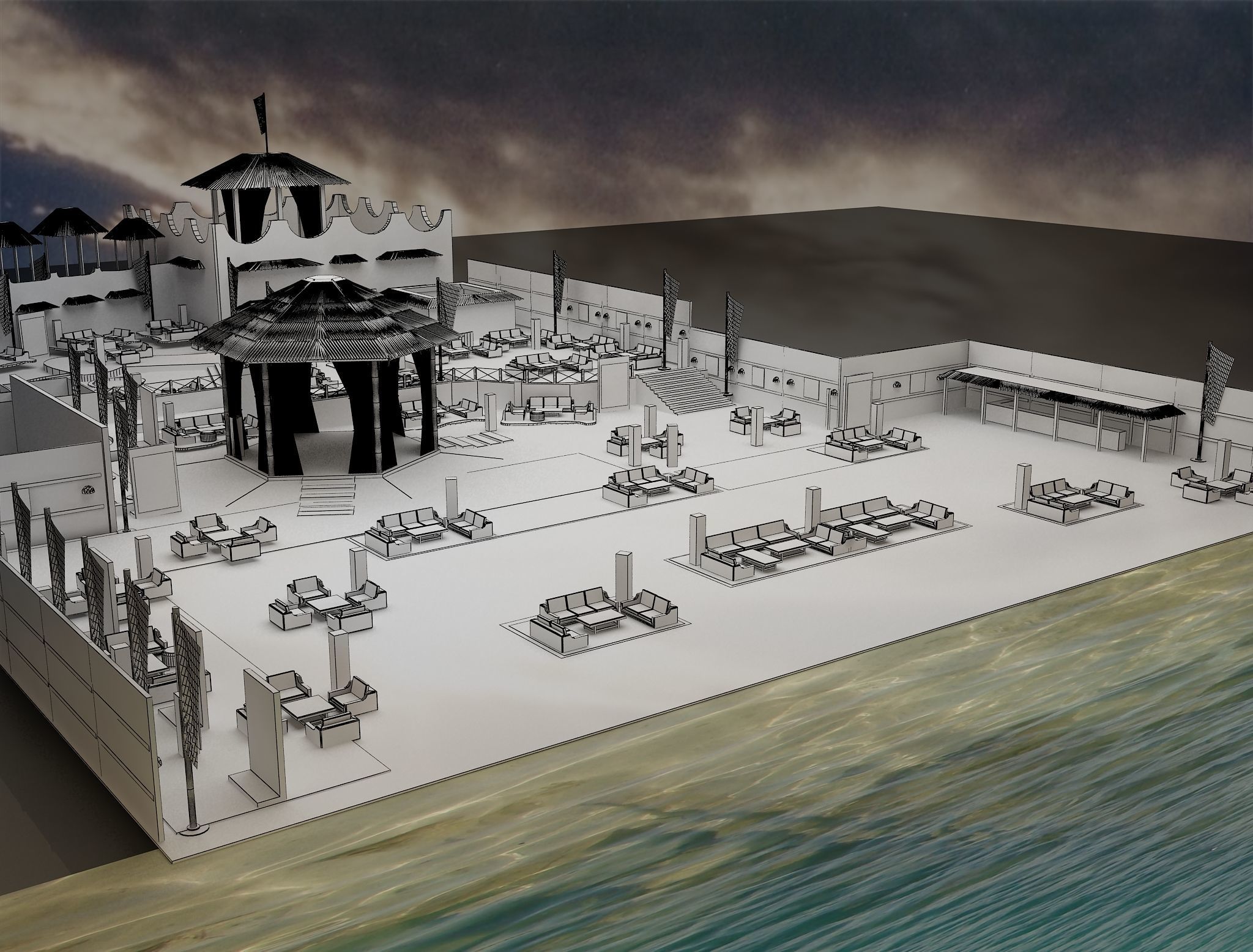 Exterior Design Beach Resort Layout a541 3D model | CGTrader