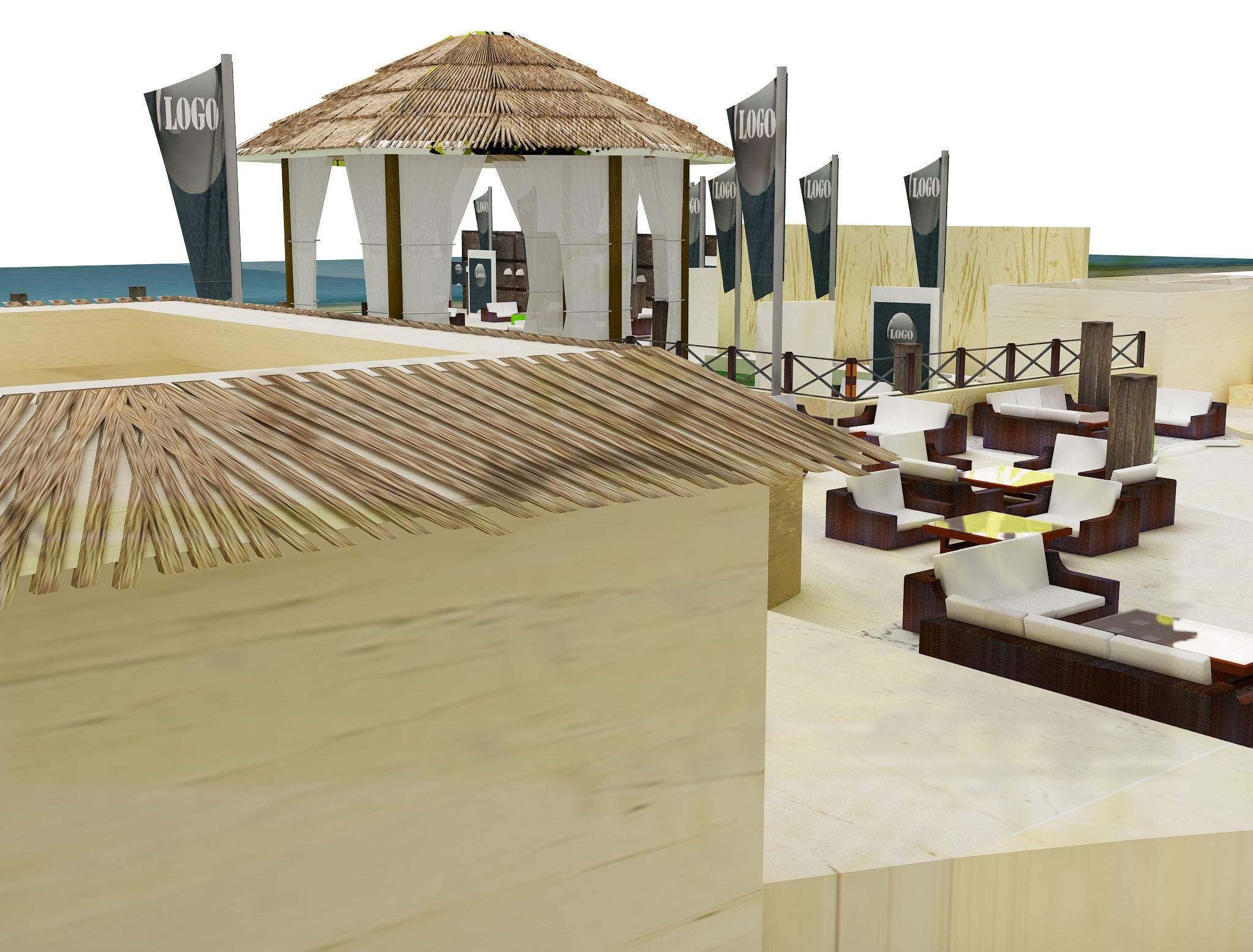 Exterior Design Beach Resort Layout a541 3D model | CGTrader
