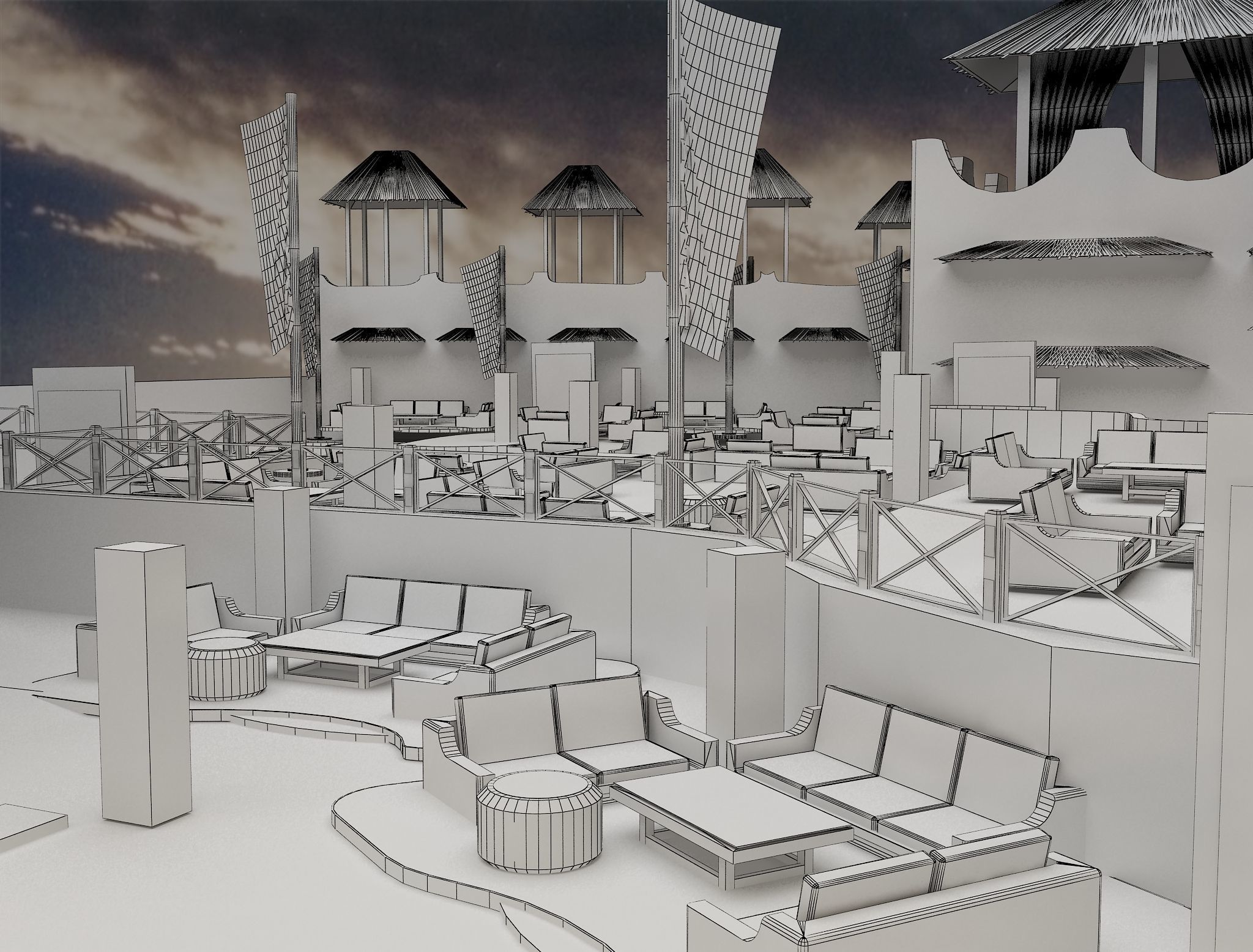 Exterior Design Beach Resort Layout a541 3D model | CGTrader