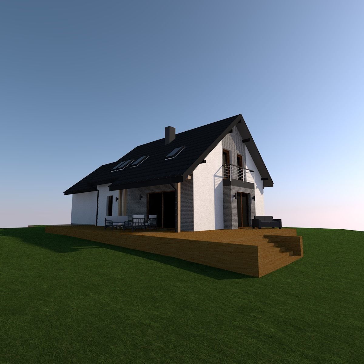 gable roof single family house 3D model | CGTrader