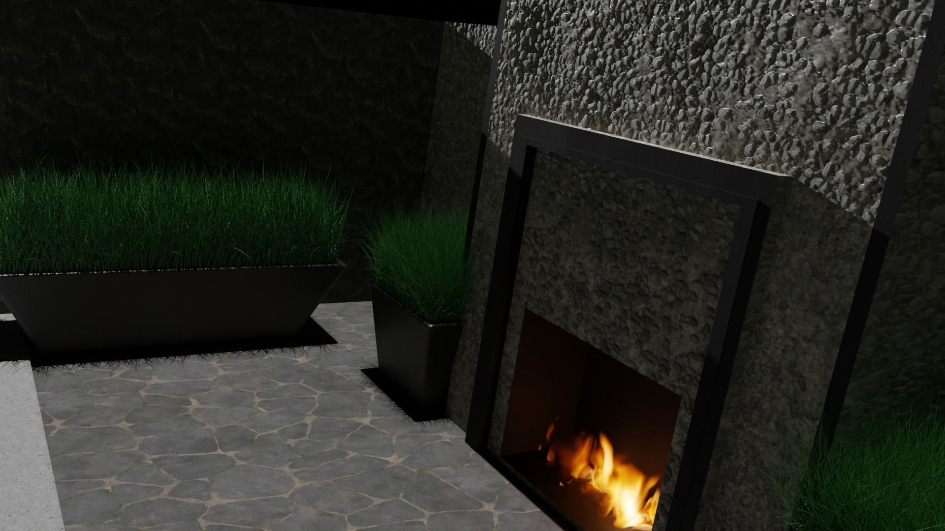 Outdoor fireplace with fire 3D model | CGTrader