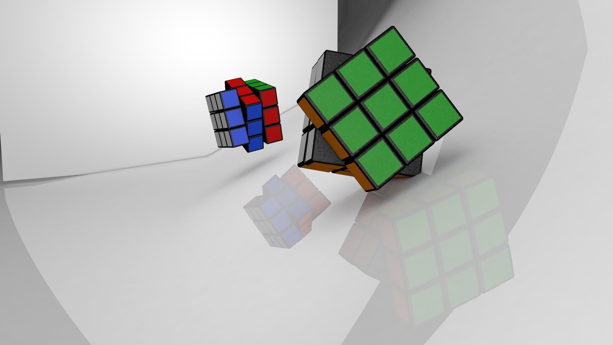 3d Rubiks cube with moving parts animatable free VR / AR / low-poly 3D ...