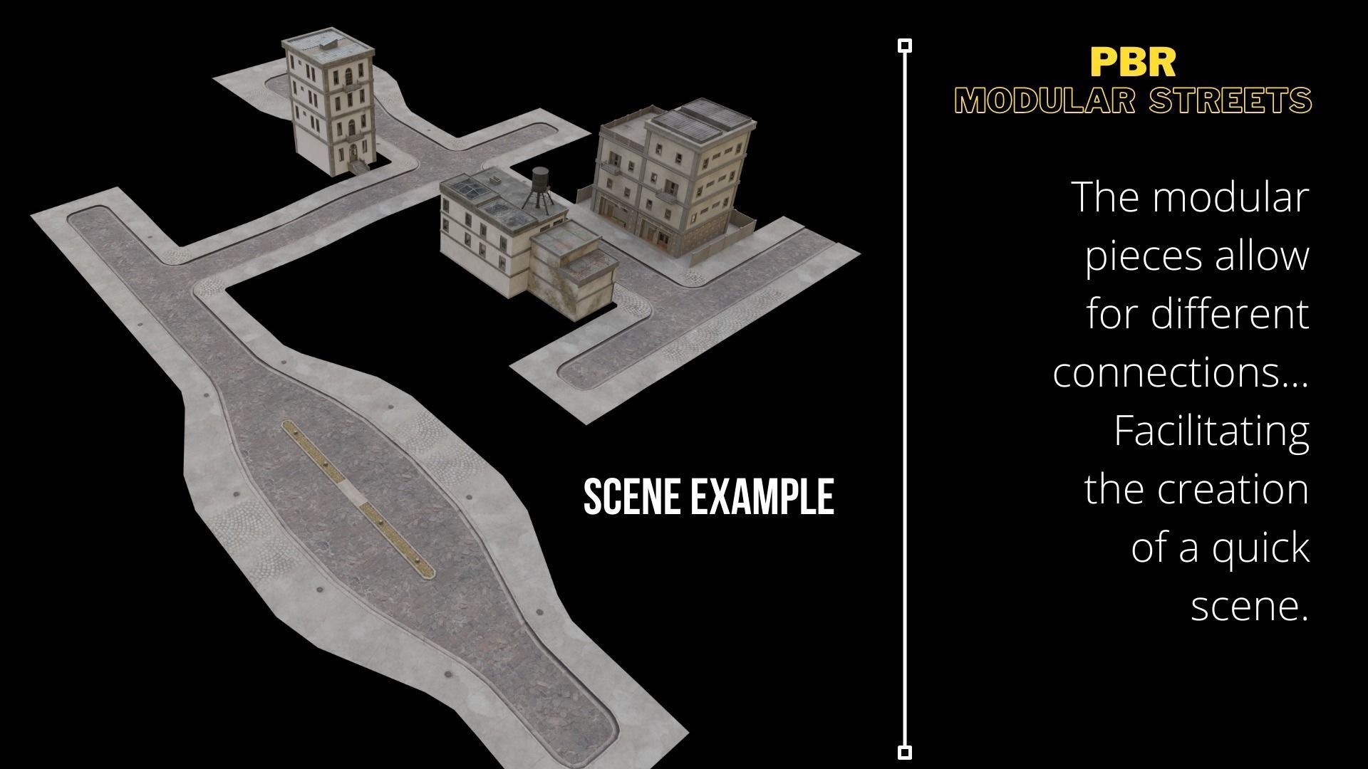 3D model Modular package streets and sidewalks Low-poly 3D model VR ...