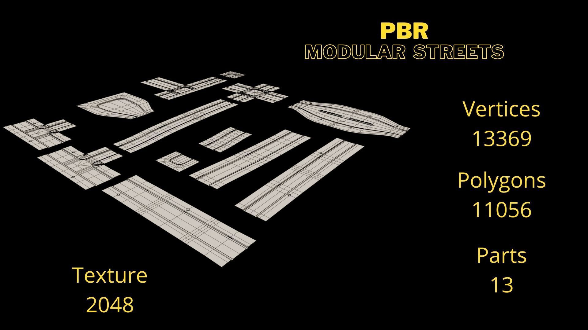 3D model Modular package streets and sidewalks Low-poly 3D model VR ...