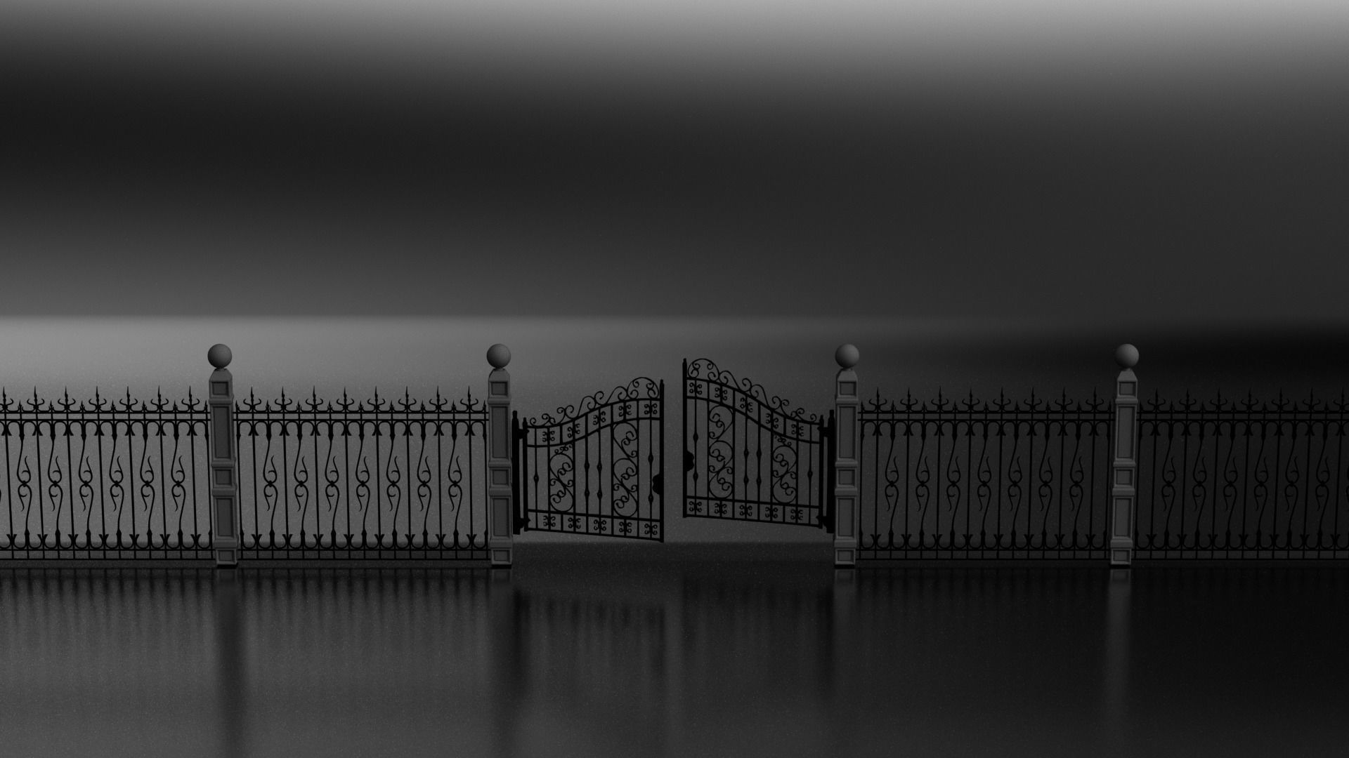 forged steel gate with modular fences and columns 3D model | CGTrader