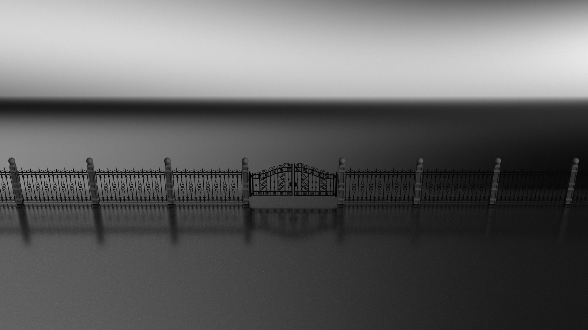 forged steel gate with modular fences and columns 3D model | CGTrader