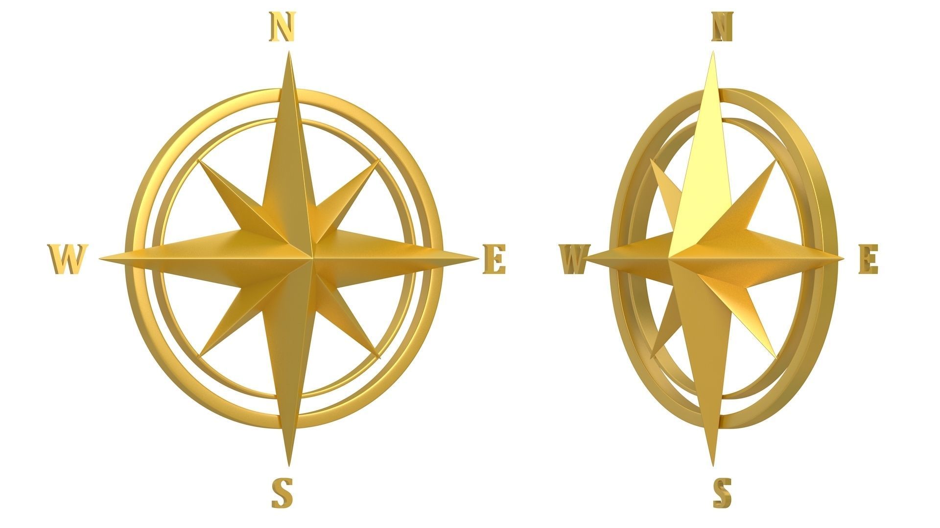 Basic Compass Rose 3d Model Cgtrader