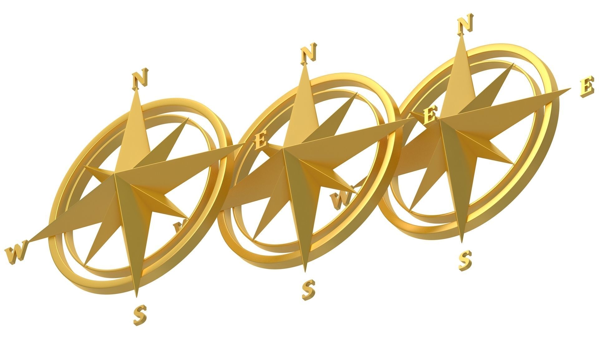 Basic Compass Rose 3D model | CGTrader