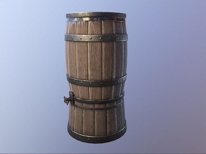 3D model Water Barrel PBR game ready for Unity VR / AR / low-poly ...