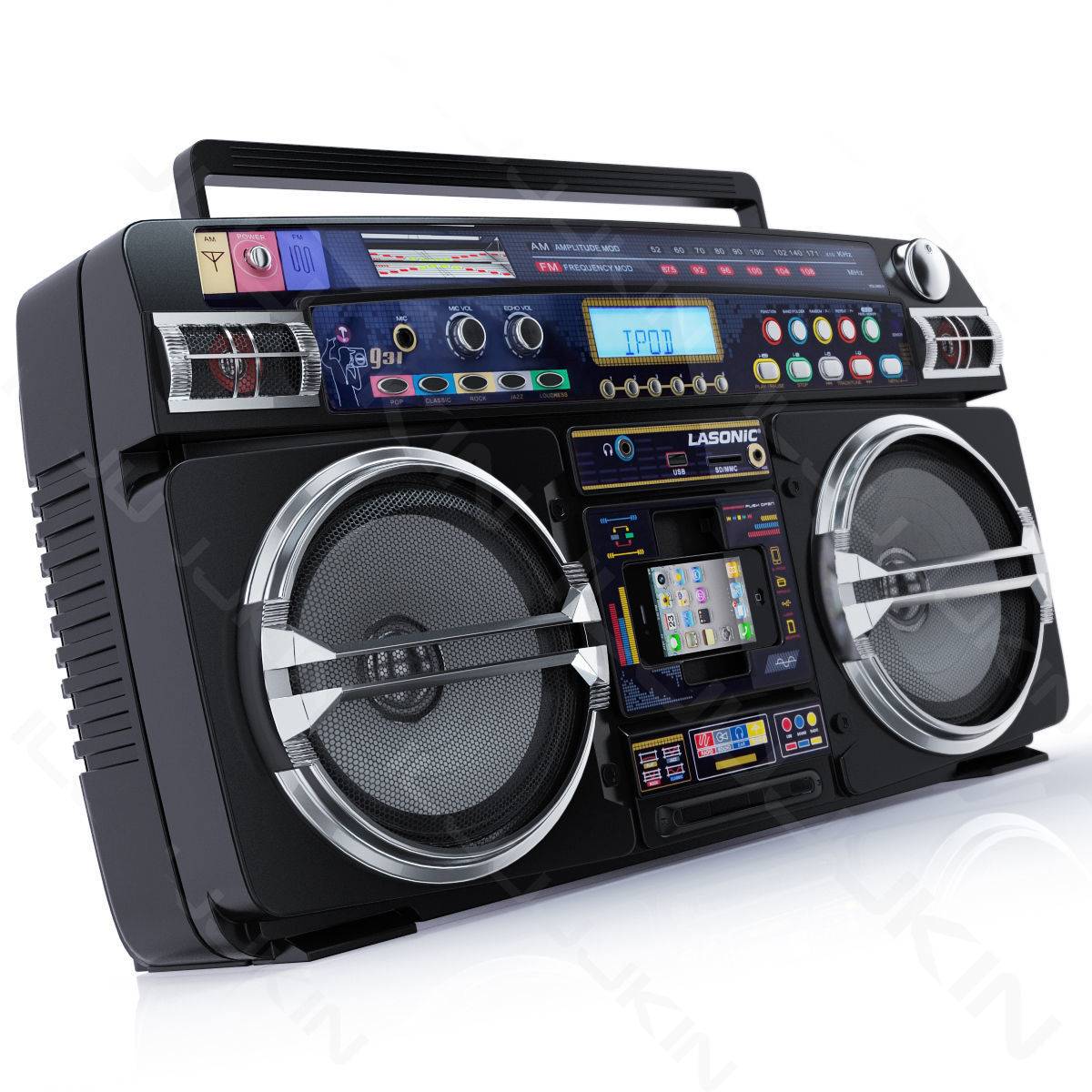 Modern Boombox with iPhone 3D model | CGTrader