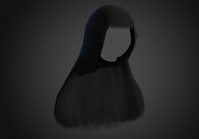 3D model black long hair VR / AR / low-poly | CGTrader