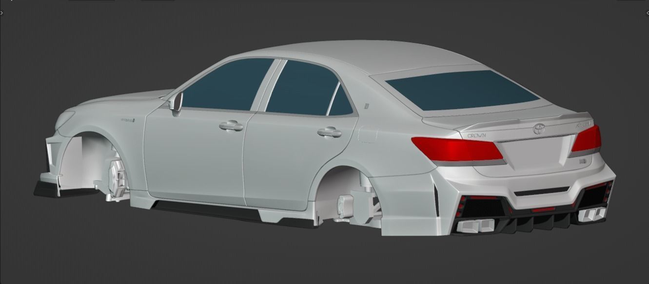 Toyota Crown S210 Athlete BlackPearl Bodykit 3D model | CGTrader