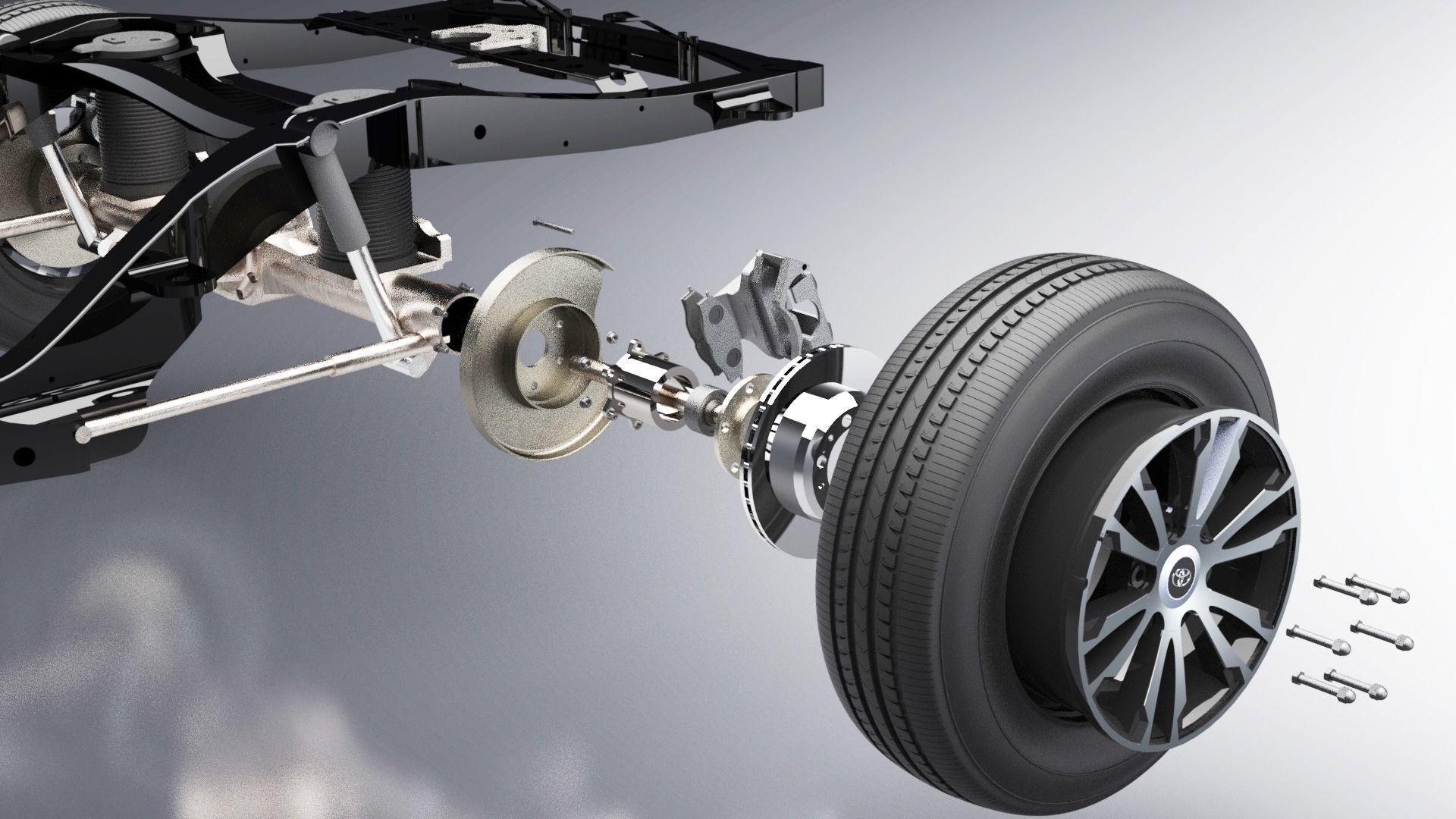 Toyota Land Cruiser Prado Chassis system 3D model rigged | CGTrader