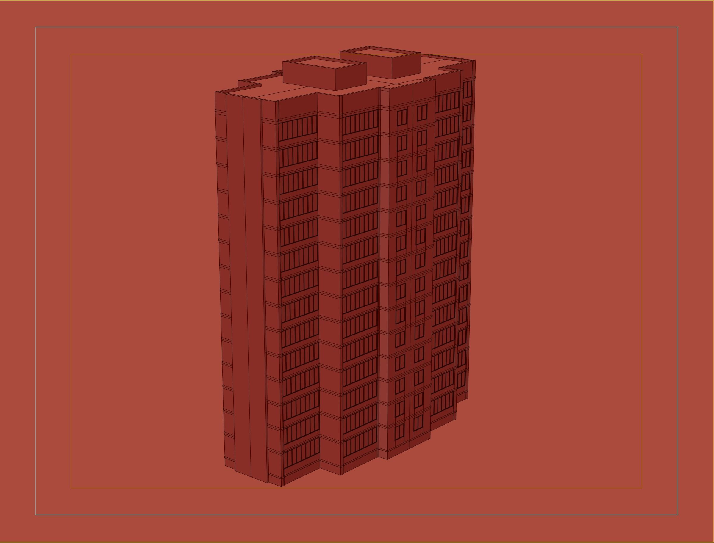 3D model residential 14-storey building 3d model VR / AR / low-poly ...