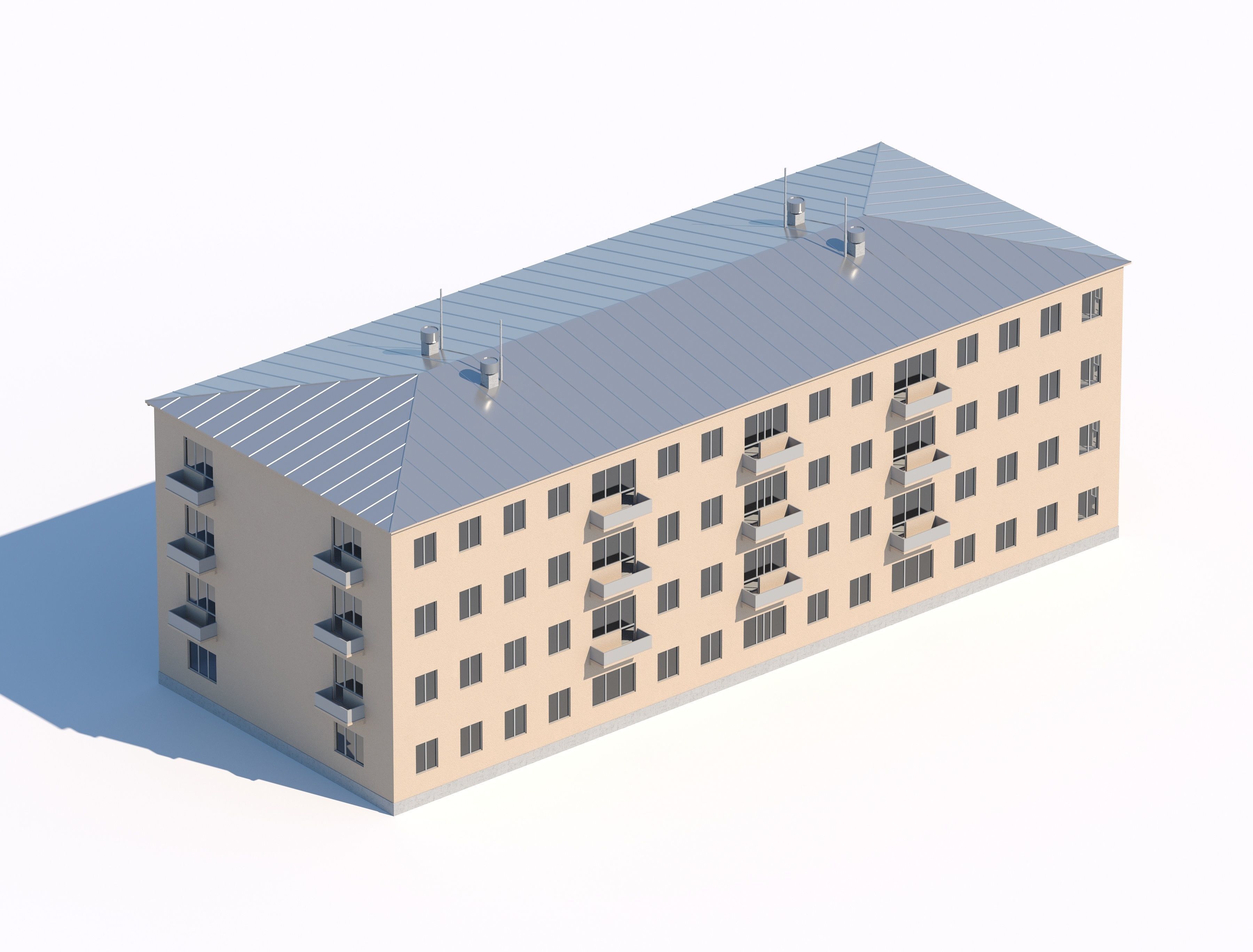 3D model 4-storey apartment building 3d model VR / AR / low-poly | CGTrader