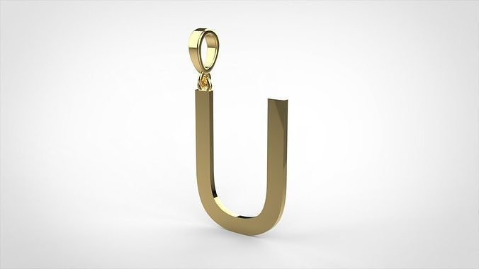pendant alphabet arial U medium 3D model 3D printable | CGTrader