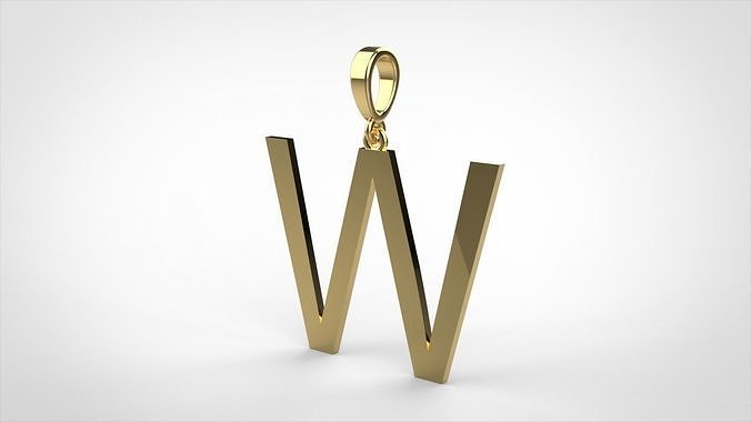 pendant alphabet arial W medium 3D model 3D printable | CGTrader