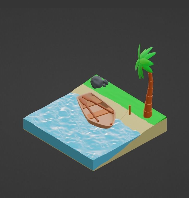 3D model Beach scene-low poly VR / AR / low-poly | CGTrader