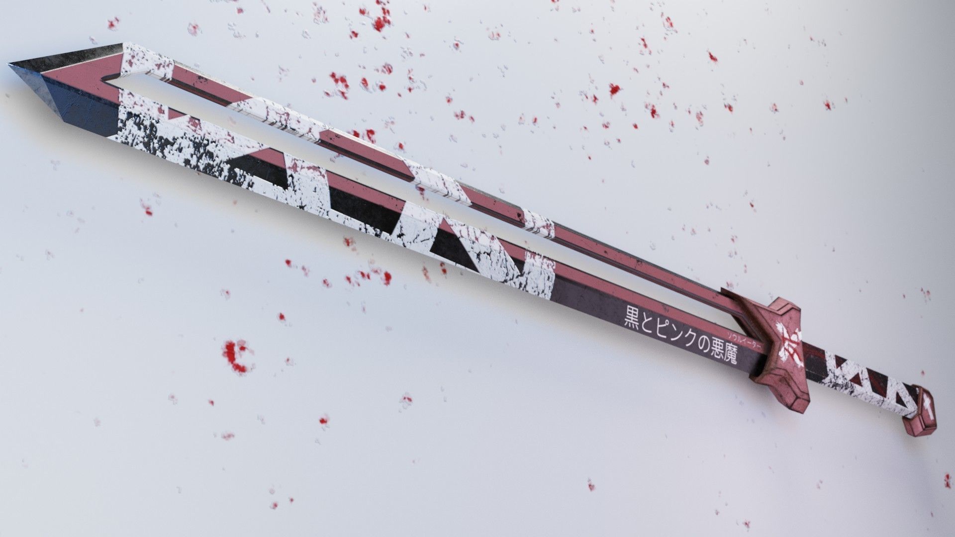 3D model Futuristic cyberpunk pink demon sword PBR game ready VR / AR ...