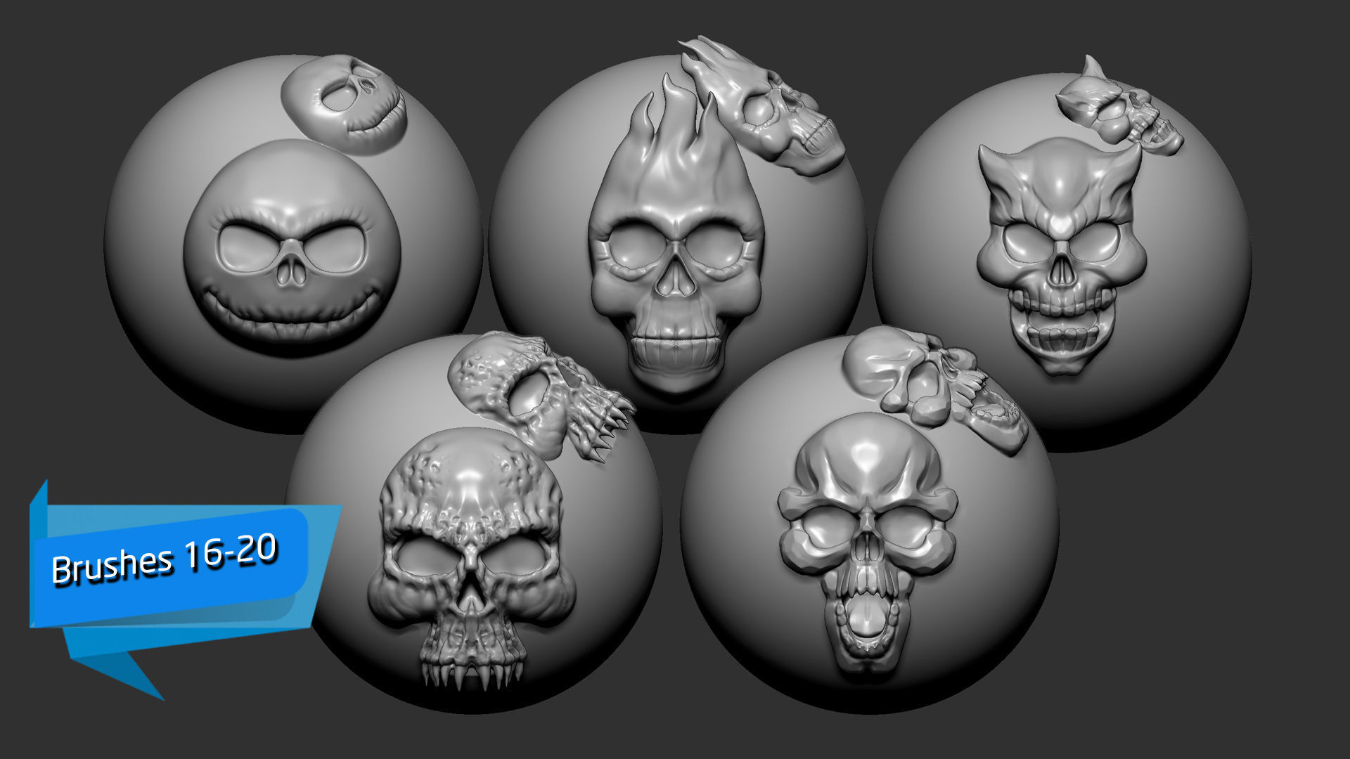 20 Stylized Skulls VDM Brush 3D model | CGTrader