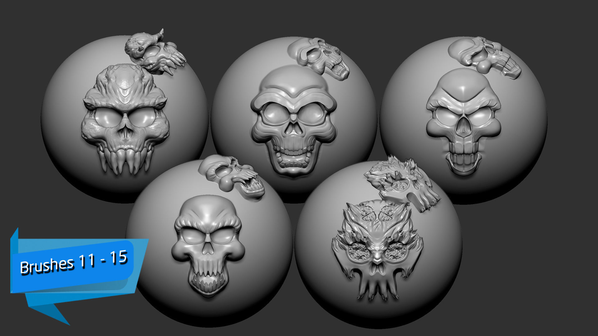 20 Stylized Skulls VDM Brush 3D model | CGTrader