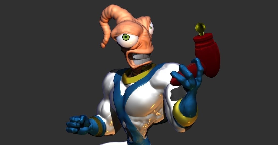Earthworm Jim 3D printable sculpture 3D model 3D printable | CGTrader