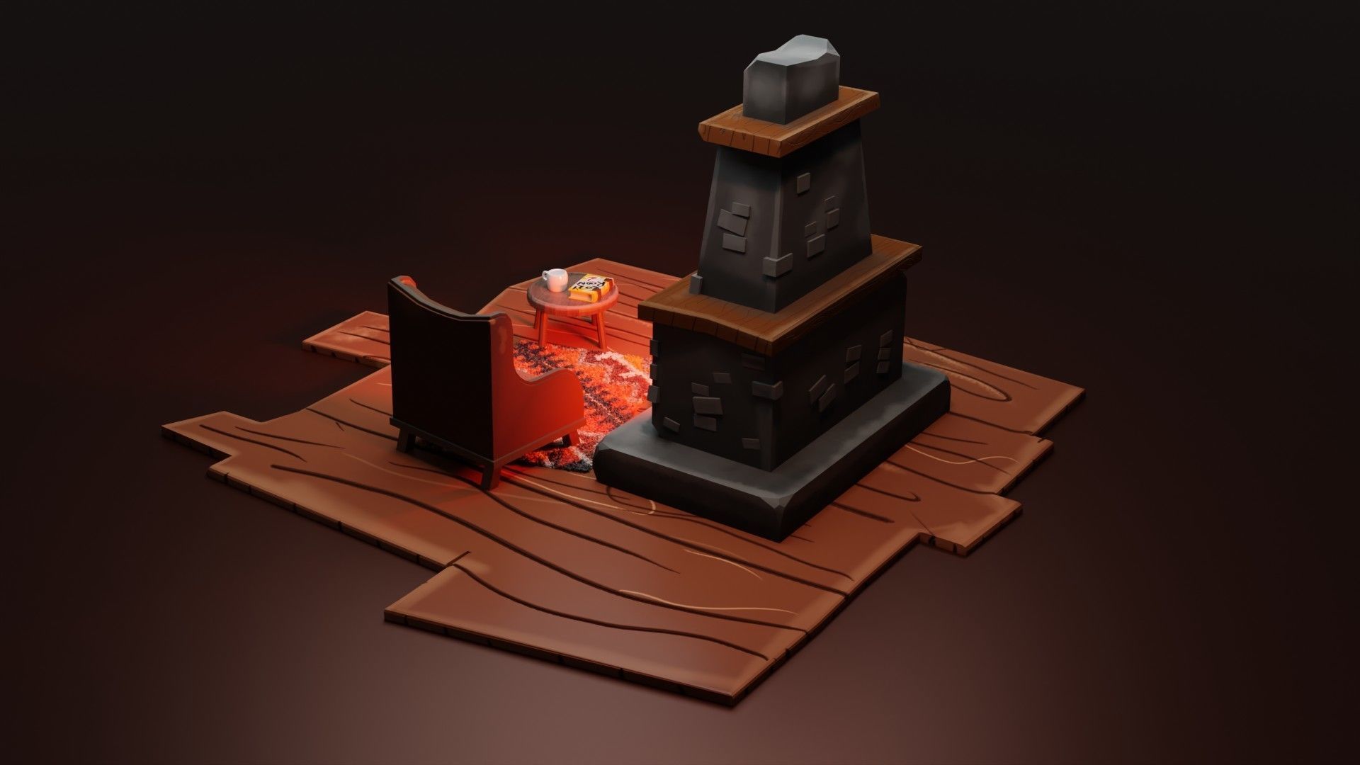 Cozy room blender hand painted and realistic textured 3D model | CGTrader