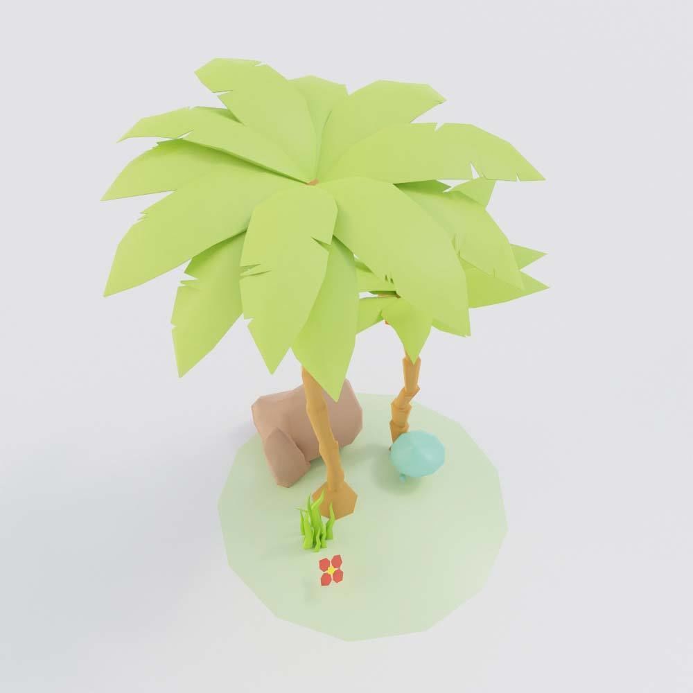 3D model Coconut trees lowpoly toon 3d model VR / AR / low-poly | CGTrader