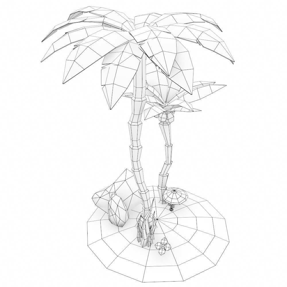 3D model Coconut trees lowpoly toon 3d model VR / AR / low-poly | CGTrader