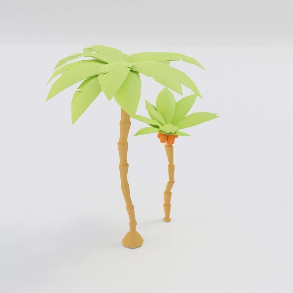 3D model Coconut trees lowpoly toon 3d model VR / AR / low-poly | CGTrader