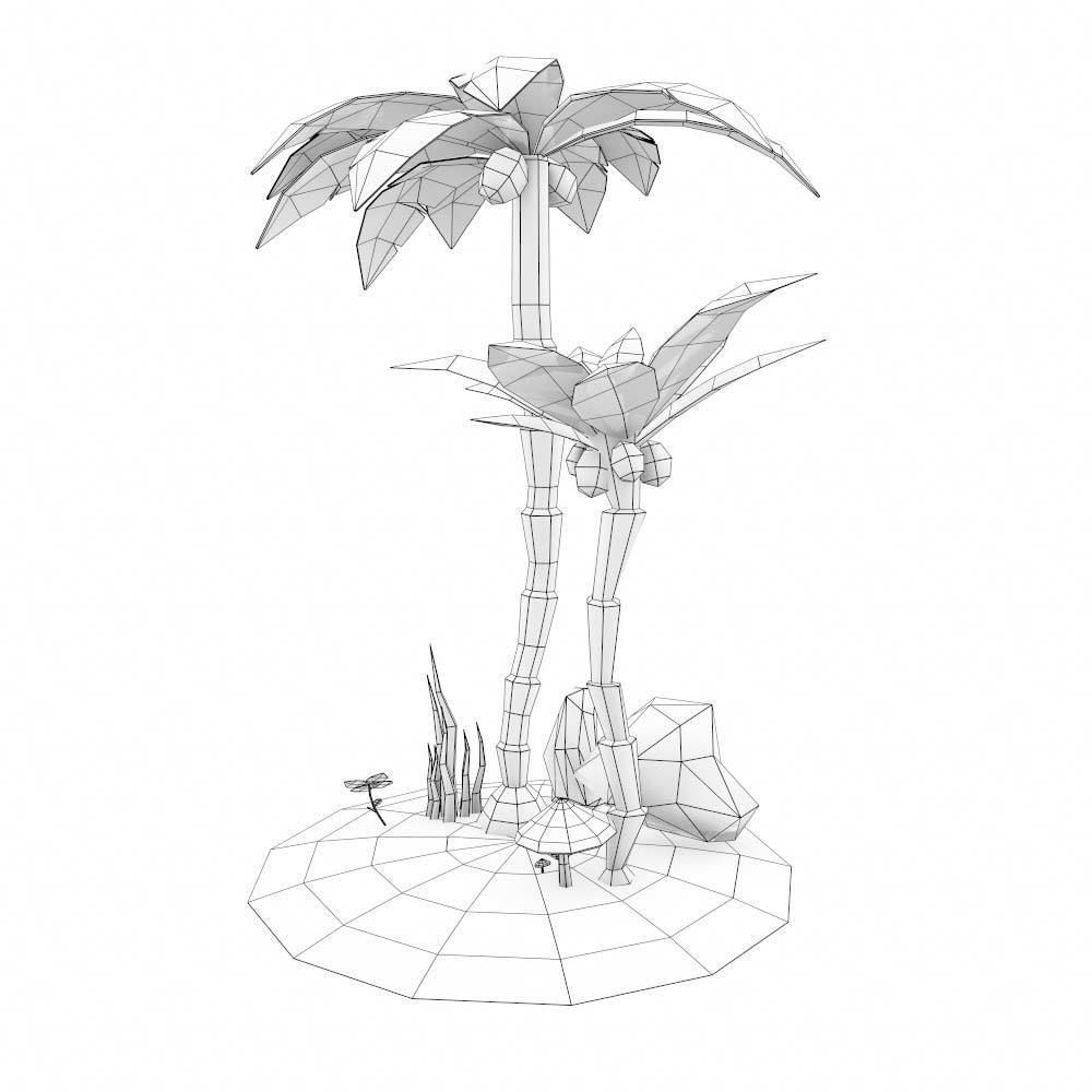 3D model Coconut trees lowpoly toon 3d model VR / AR / low-poly | CGTrader