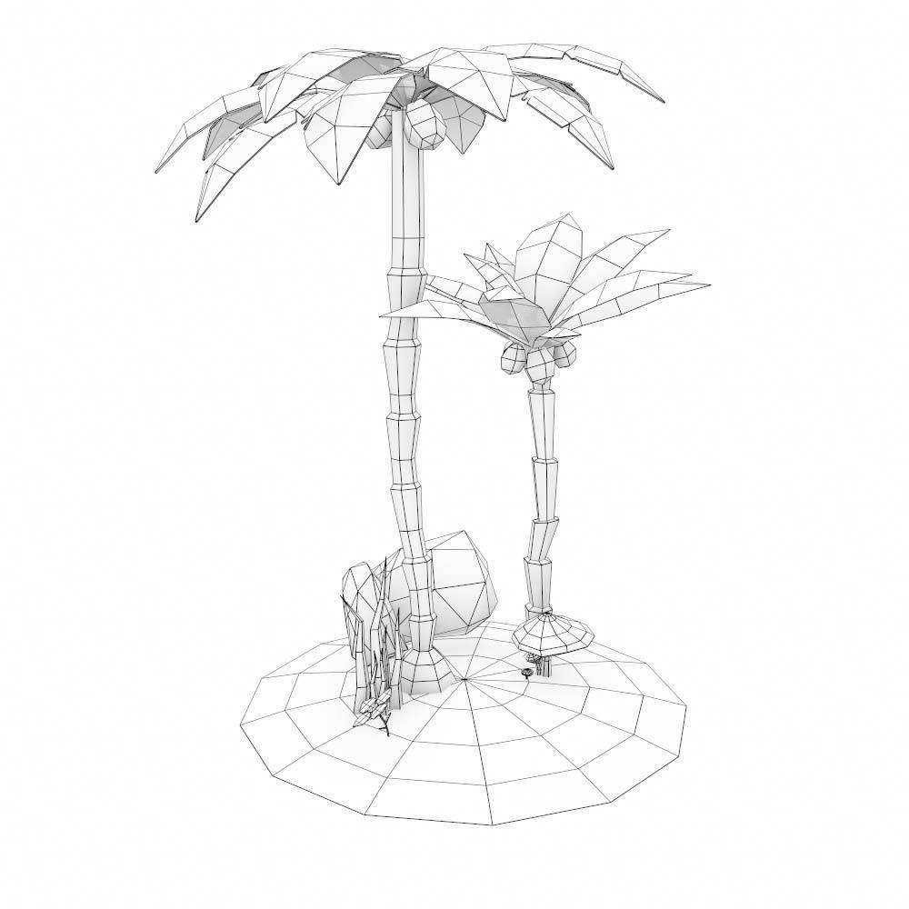 3D model Coconut trees lowpoly toon 3d model VR / AR / low-poly | CGTrader